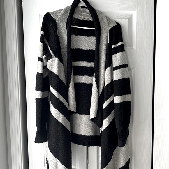 Old Navy | Sweaters | Blackgrey Stripped Waffle Waterfall Open Front ...